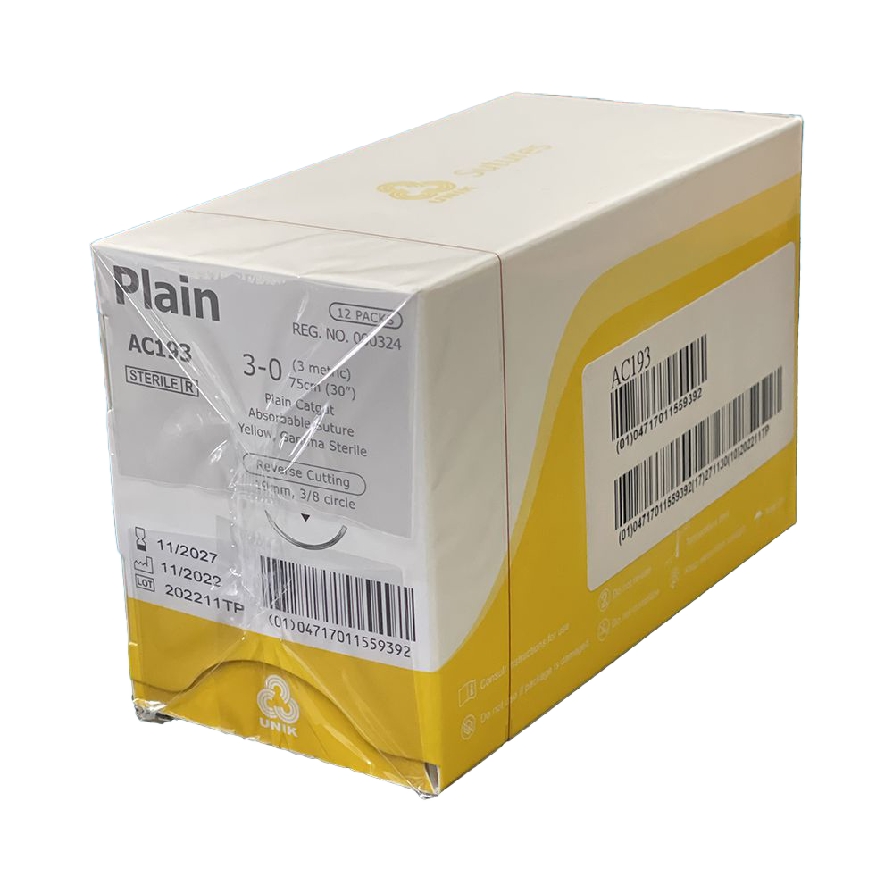 Catgut Plain Suture 3-0 with Needle | UNIK Absorbable Surgical Suture ...